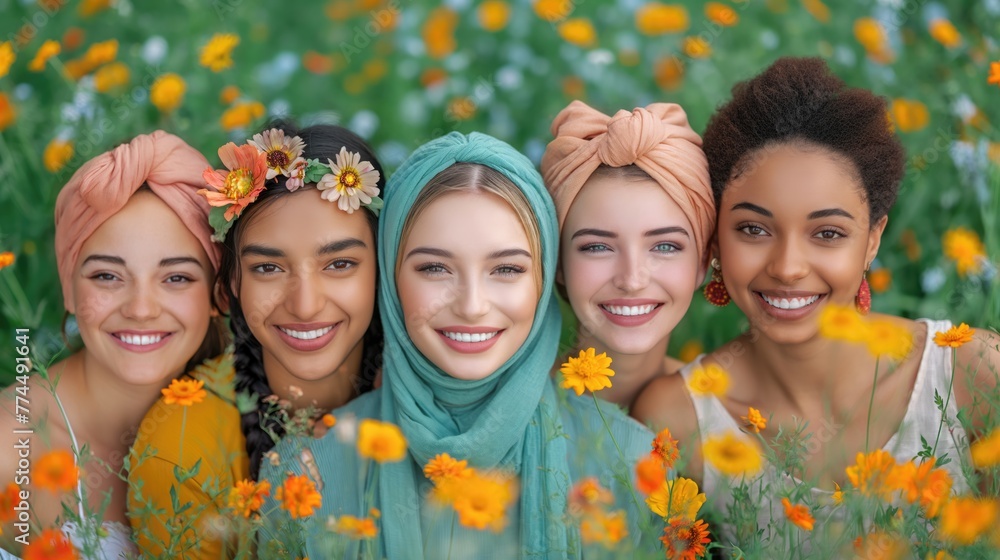 women of different nationalities and cultures standing together ...