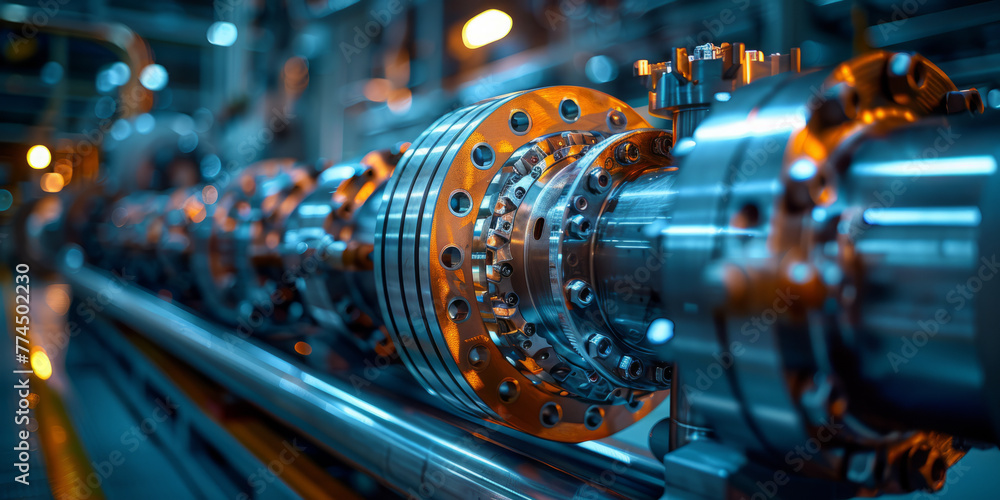 professional photo of large crome industrial gas compressor with a lot ...