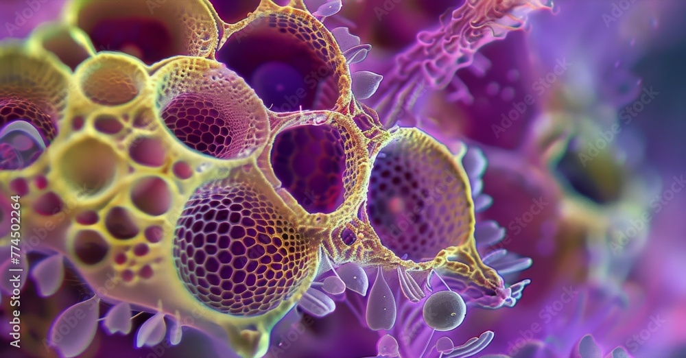 Microscopic view of a pollen grain from a flower revealing the ...