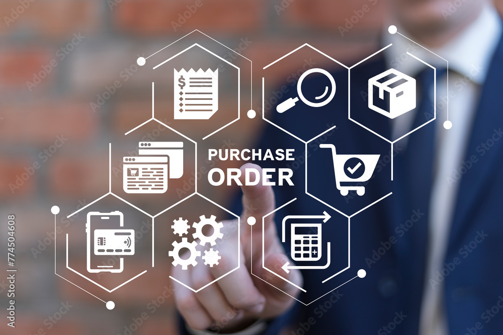 Purchase Order Form Payslip Business E-Commerce Concept. Businessman ...