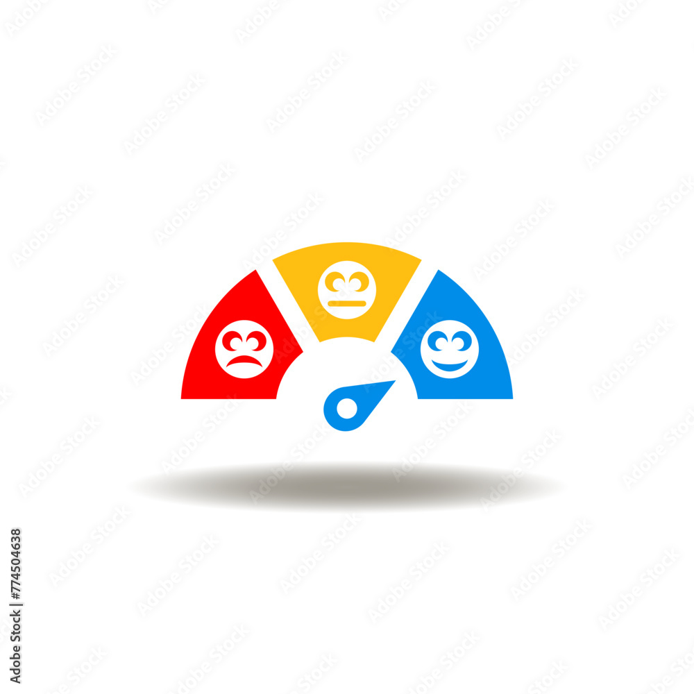 Vector illustration of indicator or meter or spedometer with smile, sad ...