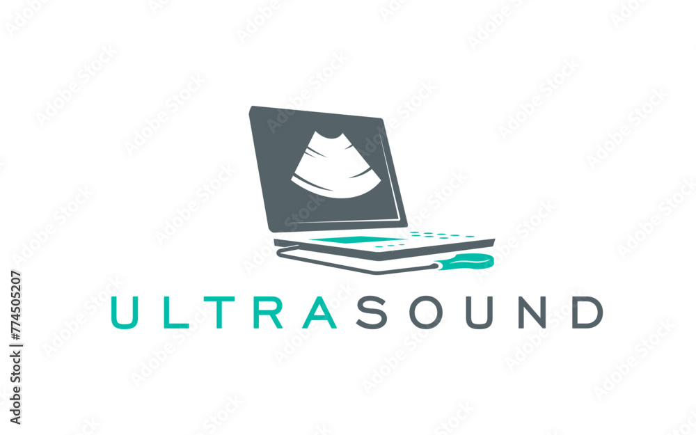 Ultrasound icon, medical examination and ultrasonography vector emblem ...