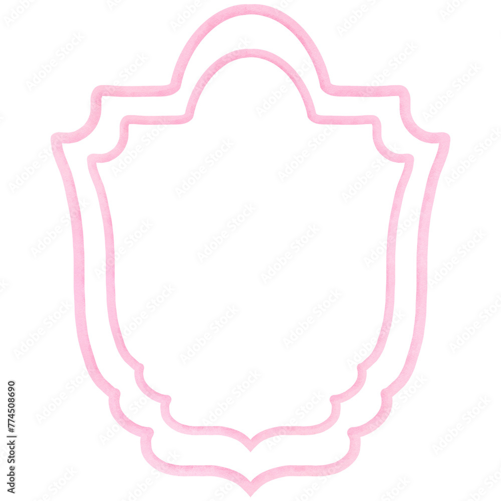 Watercolor pink crest clipart, Hand drawn wedding victorain frame ...