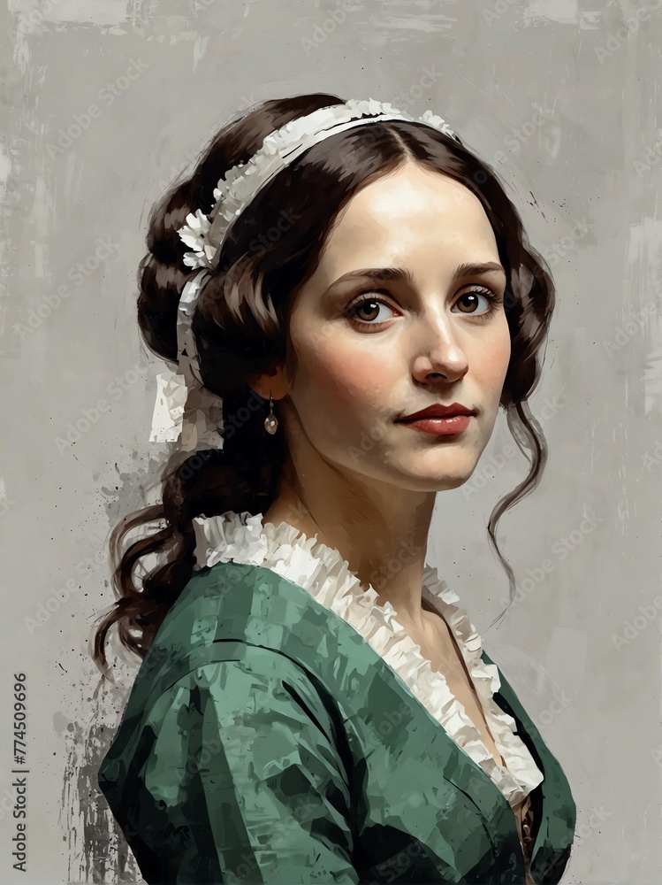 ada lovelace portrait oil pallet knife paint painting on canvas with ...