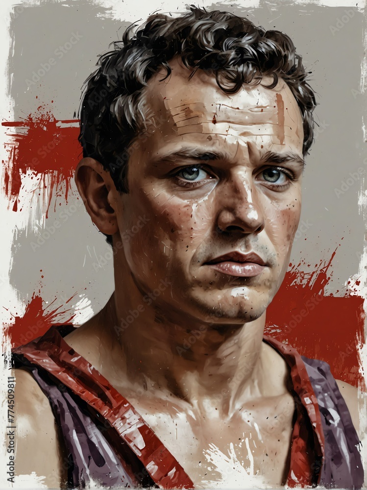 caligula portrait oil pallet knife paint painting on canvas with large ...