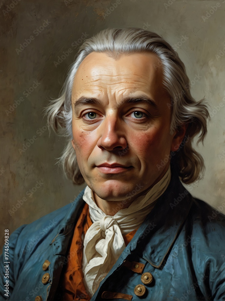 carl linnaeus portrait oil pallet knife paint painting on canvas with ...