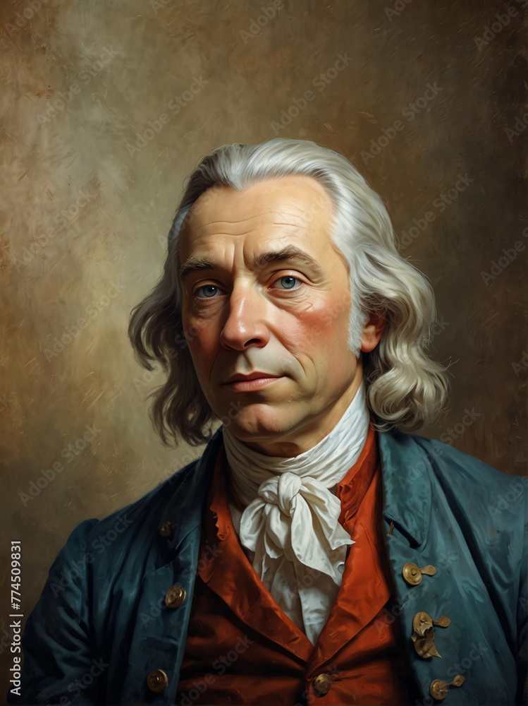 carl linnaeus portrait oil pallet knife paint painting on canvas with ...