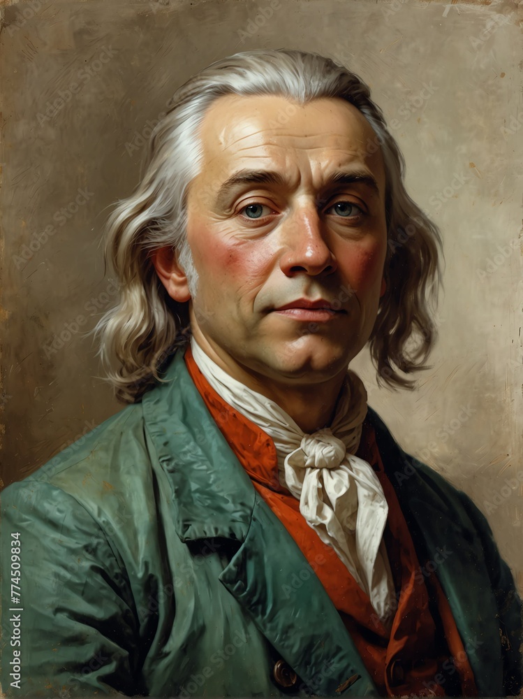 carl linnaeus portrait oil pallet knife paint painting on canvas with ...