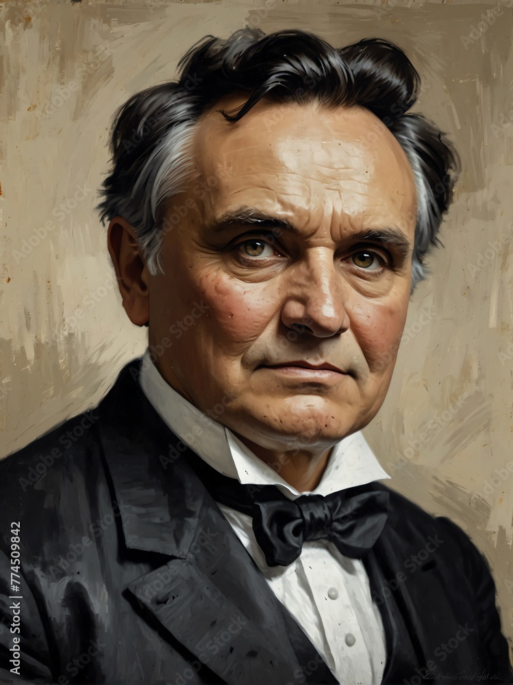 charles babbage portrait oil pallet knife paint painting on canvas with ...