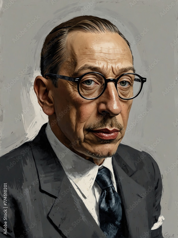 ภาพประกอบสต็อก igor stravinsky portrait oil pallet knife paint painting ...