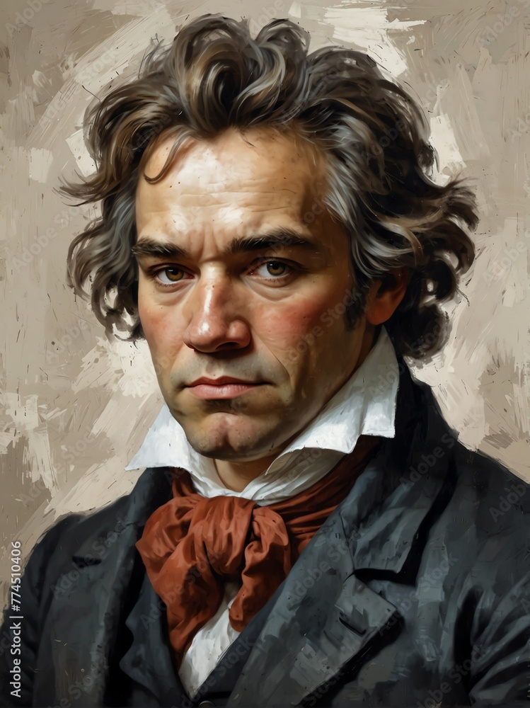 ludwig van beethoven portrait oil pallet knife paint painting on canvas ...