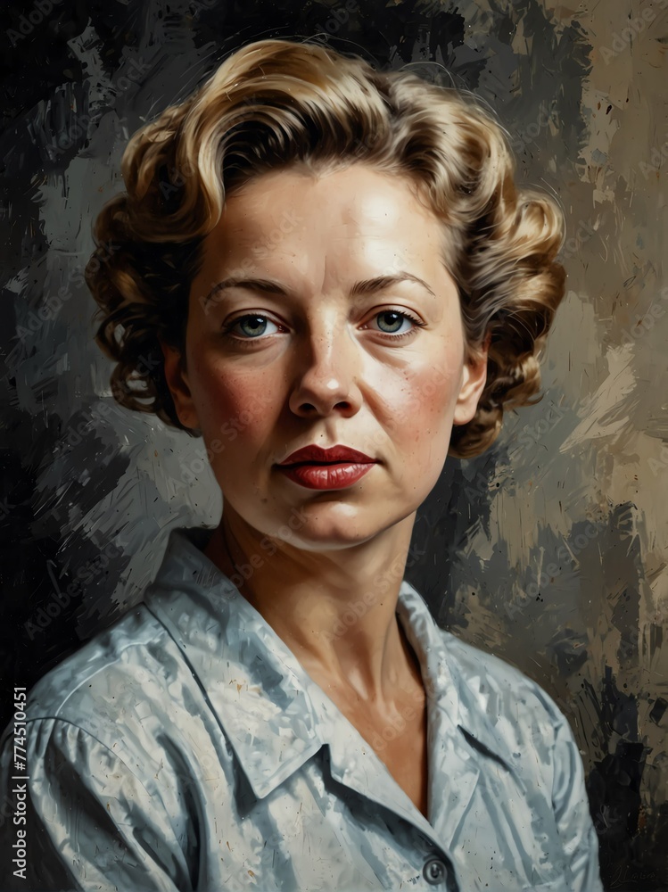 maria goeppert mayer portrait oil pallet knife paint painting on canvas ...