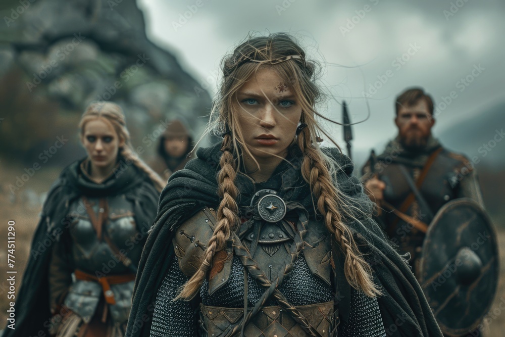 Portrait of a Slavic woman warrior in chain mail: depicting a strong ...