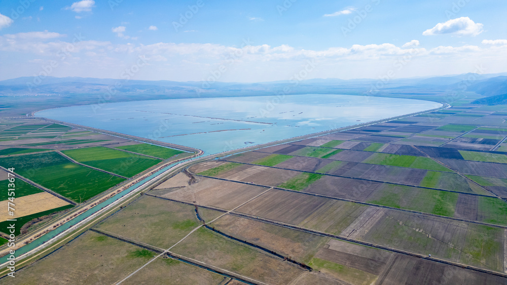 large and wide huge agricultural lands, irrigation pond and sustainable ...