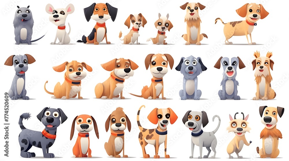 Seamless pattern of digital paper cute puppies of lots of different ...