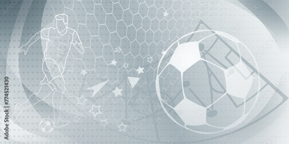 Football themed background in gray tones with abstract meshes and ...