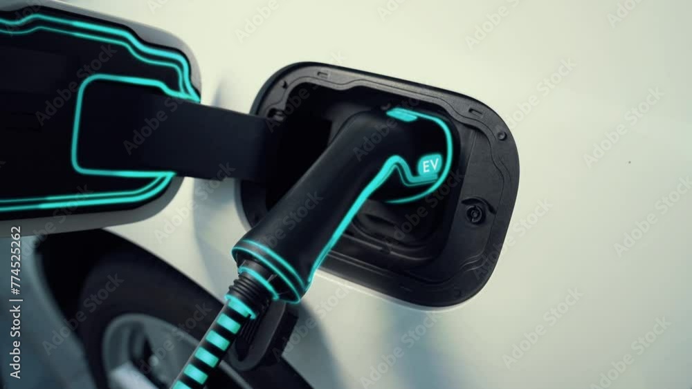 Video „Electric car recharging from home charging station by futuristic ...