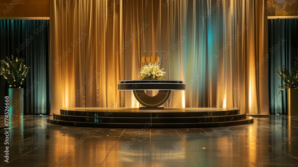 As guests enter the event their eyes are drawn to the opulent podium ...