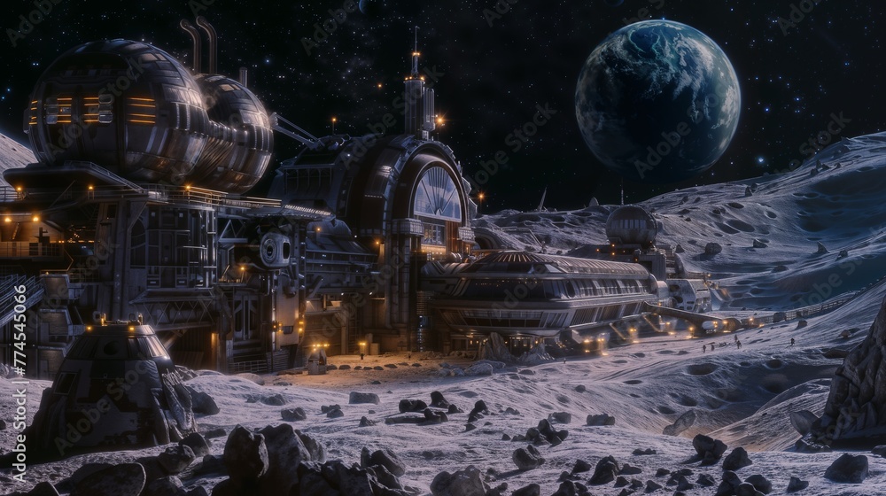 Complex architecture of a futuristic human base on the moon - lunar ...