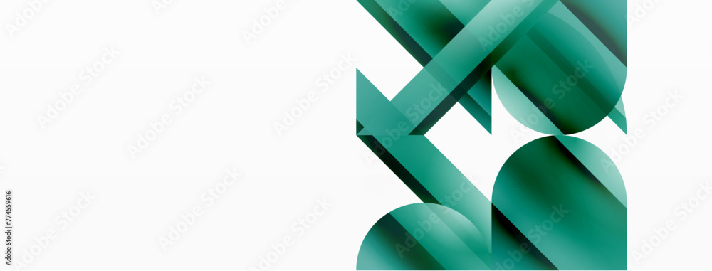 Vivid gradient triangles and circles on white. Mesmerizing fusion of ...