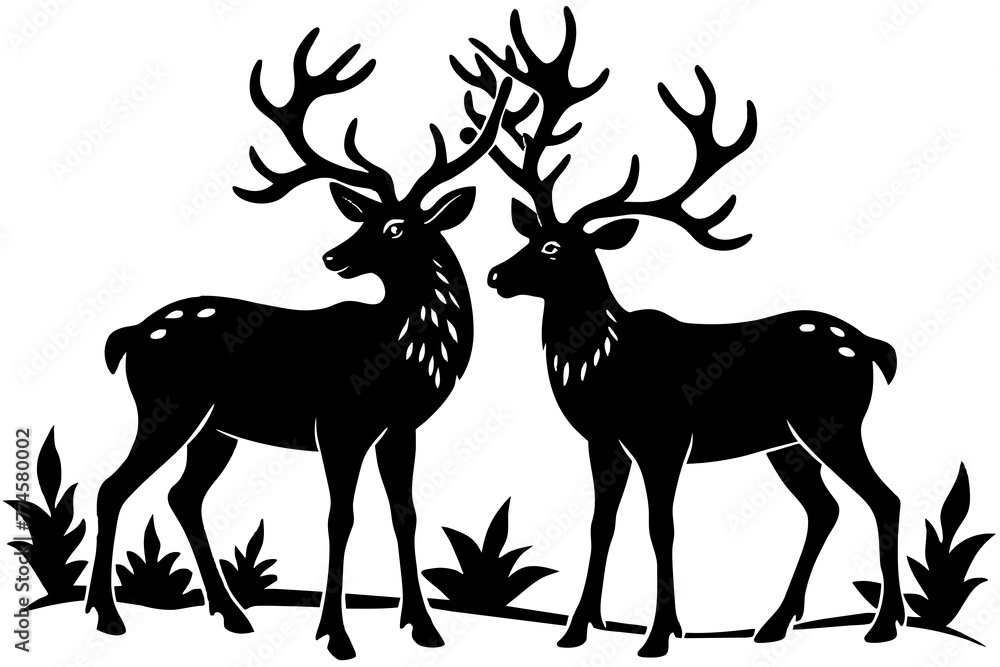 mating deer silhouette vector illustration Stock Vector | Adobe Stock