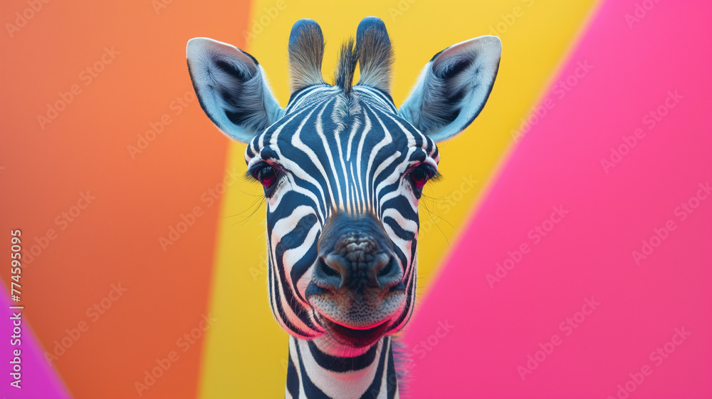Skurrile lustige Tiere Portrait Zebra Affe Fisch mit Krone erschrocken ...