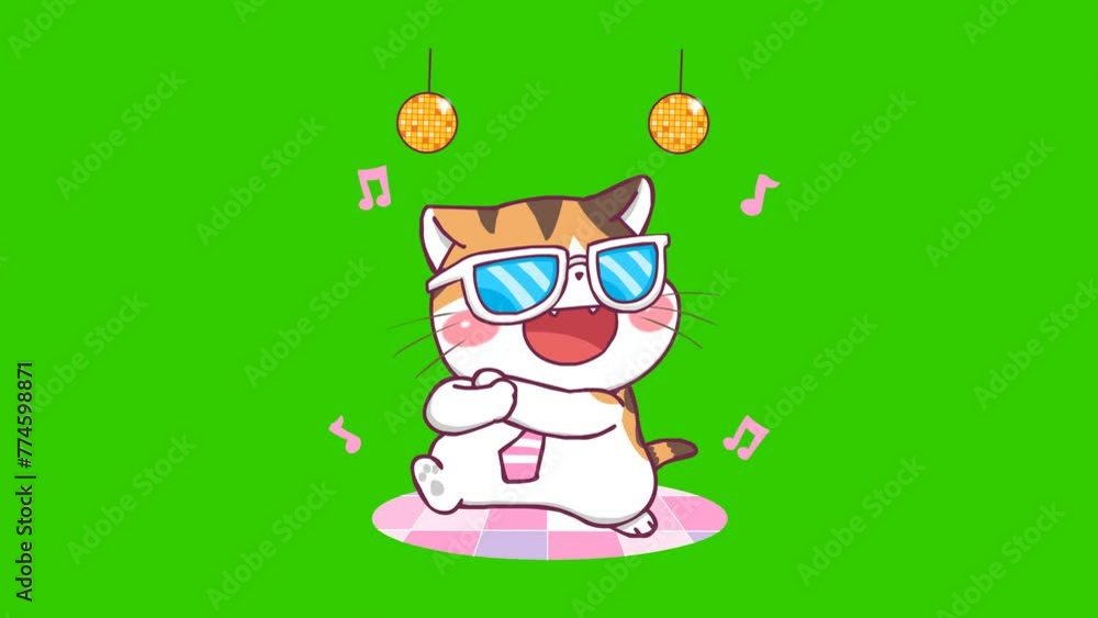 dance animation, cute cat on green screen Stock Video | Adobe Stock