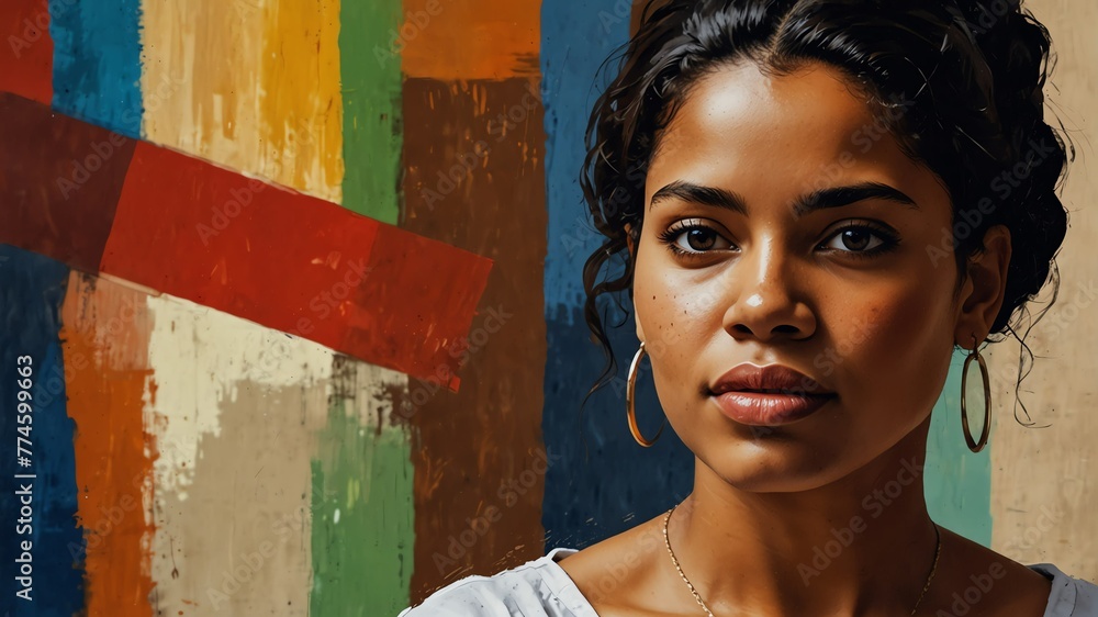 typical traditional dominican woman abstract portrait oil pallet knife ...