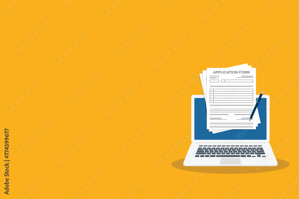 Online application form. Claim form, paperwork concepts. Stock Vector ...