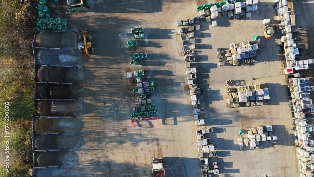 Vidéo Stock Overhead drone aerial footage of industrial, commercial ...