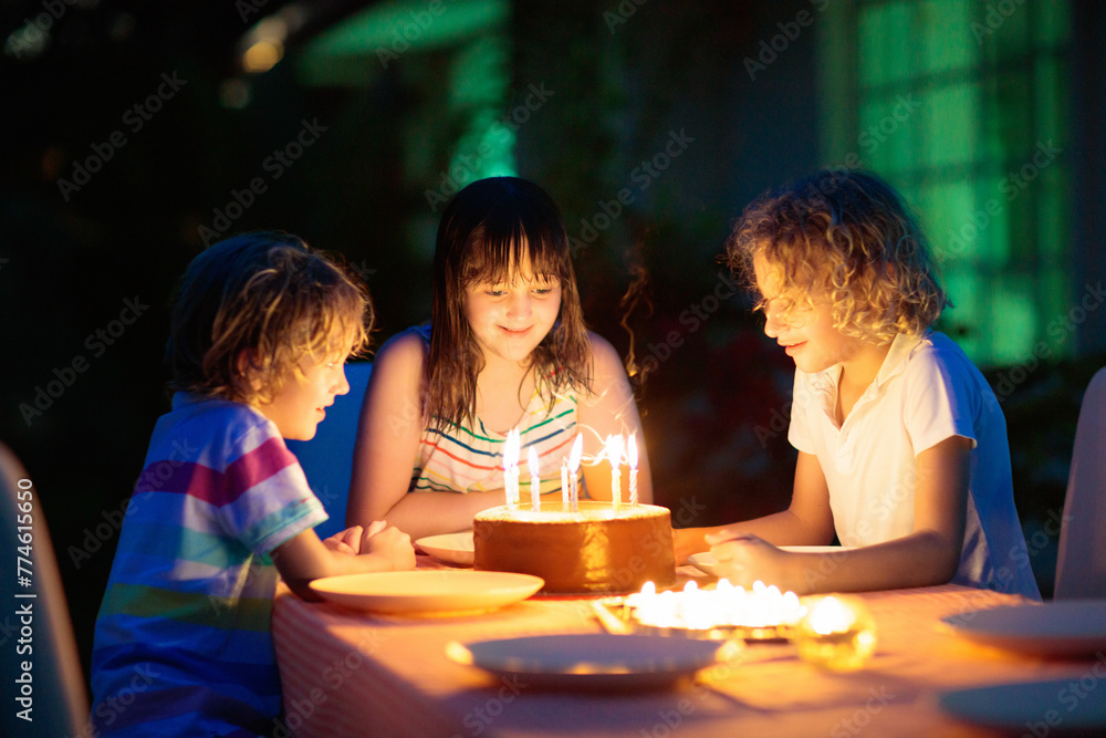 Child birthday party cake. Family with kids. Stock Photo | Adobe Stock