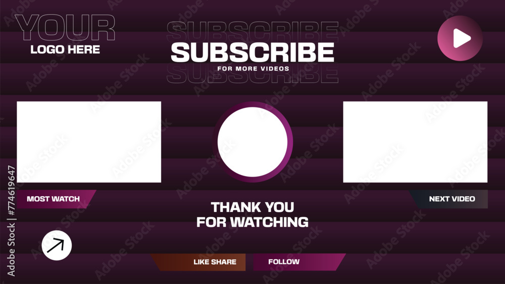 Thank you for watching screen, Youtube outro with a cool bubbling pink ...