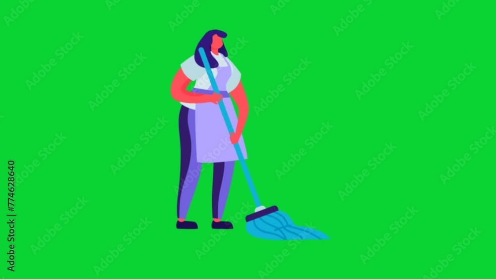 Cleaning Services 3D Animation Cartoon Video Green Screen, Element ...