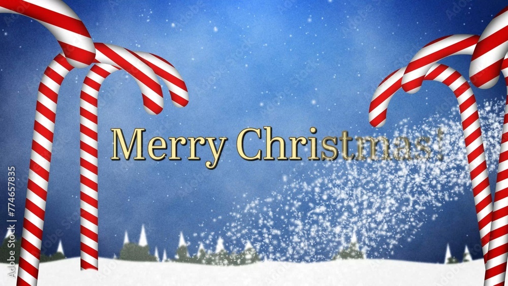 Merry Christmas Snow and Sugar Cane Candy Title Intro Template Stock ...