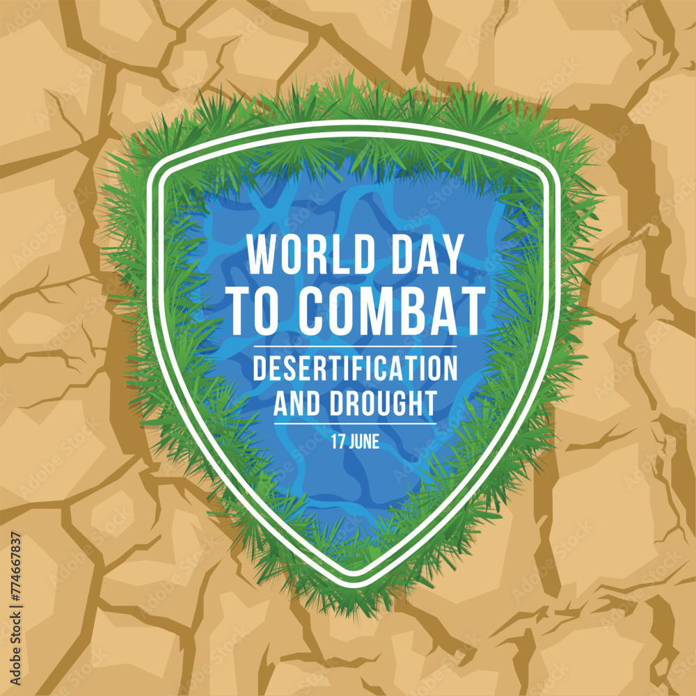 World Day to Combat Desertification and Drought - Text in white frame ...