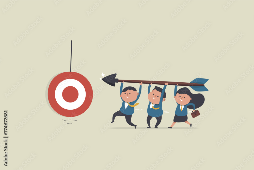 Team business goal, teamwork collaboration to achieve target ...