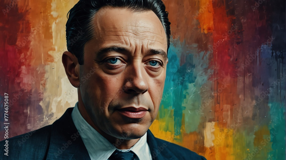 albert camus abstract portrait oil pallet knife paint painting on ...
