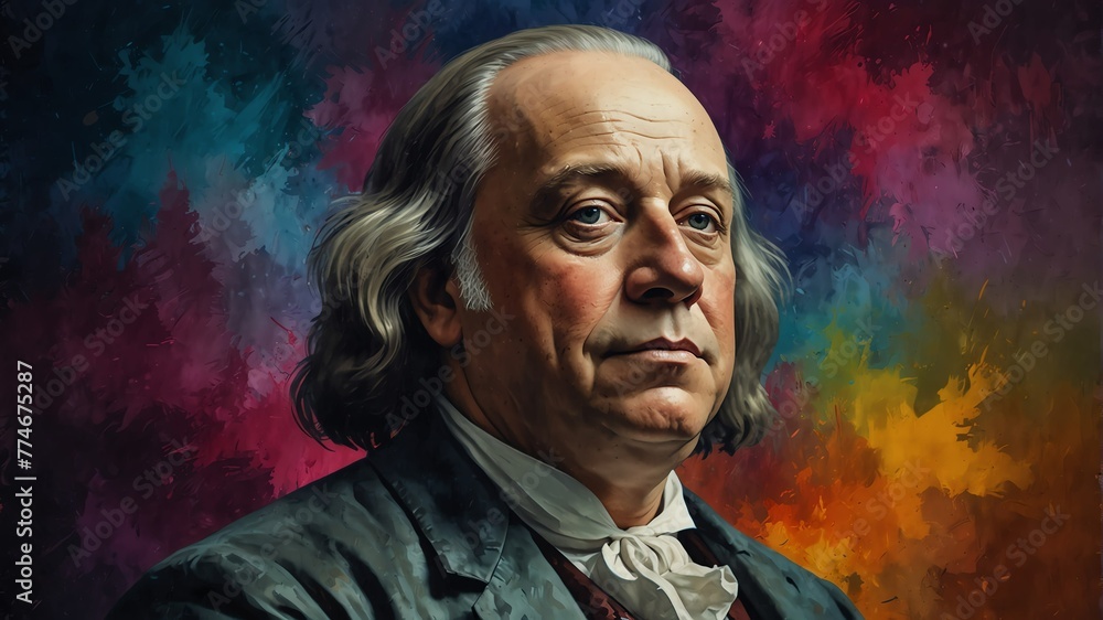 benjamin franklin abstract portrait oil pallet knife paint painting on ...