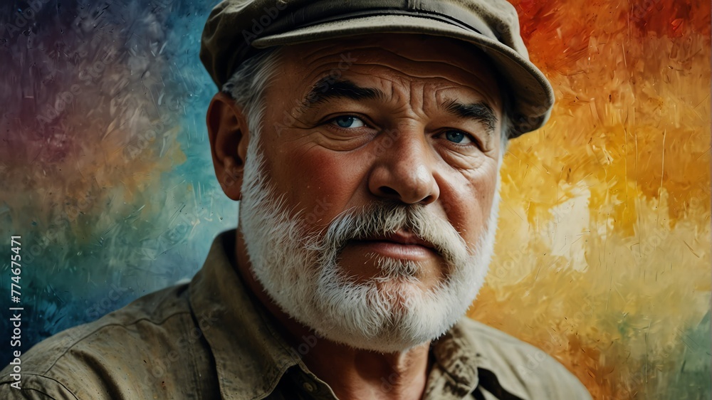 ernest hemingway abstract portrait oil pallet knife paint painting on ...
