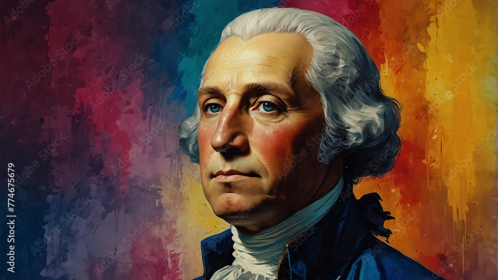 george washington abstract portrait oil pallet knife paint painting on ...