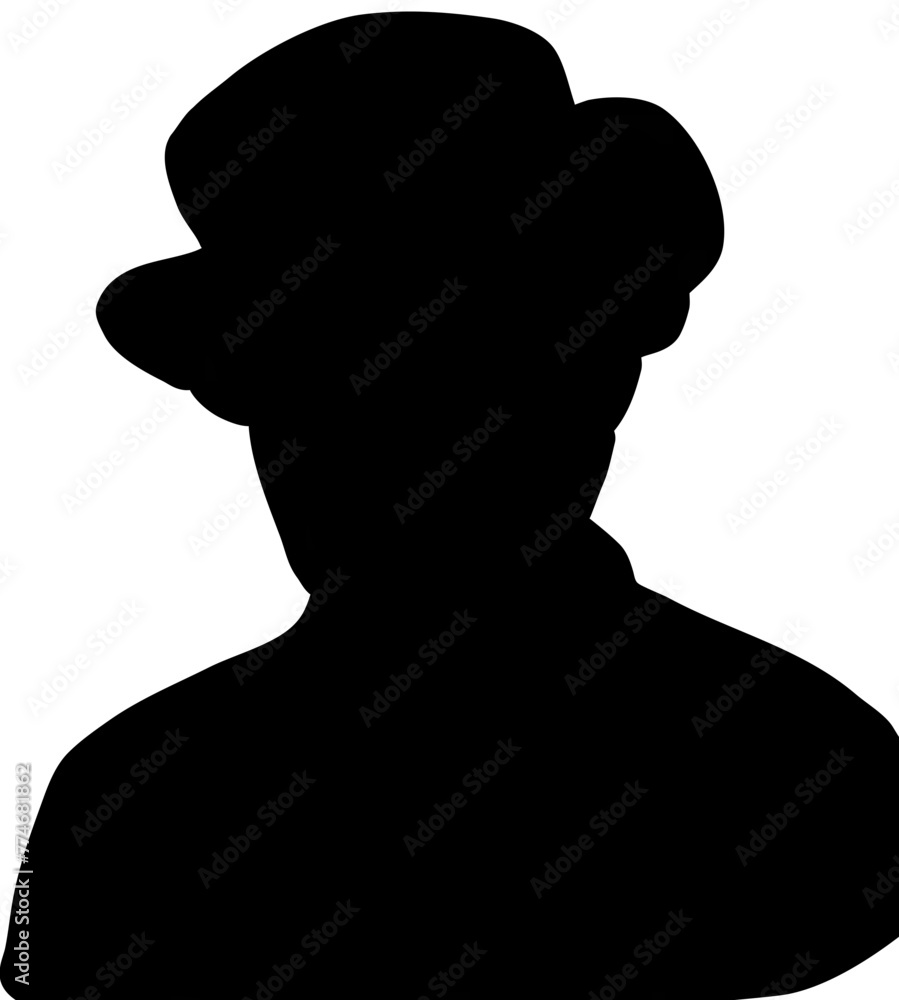 silhouette of a man with hat- stylized drawing - icon - ideal for ...