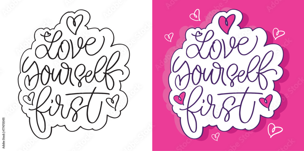 Set with hand drawn lettering quotes in modern calligraphy style ...