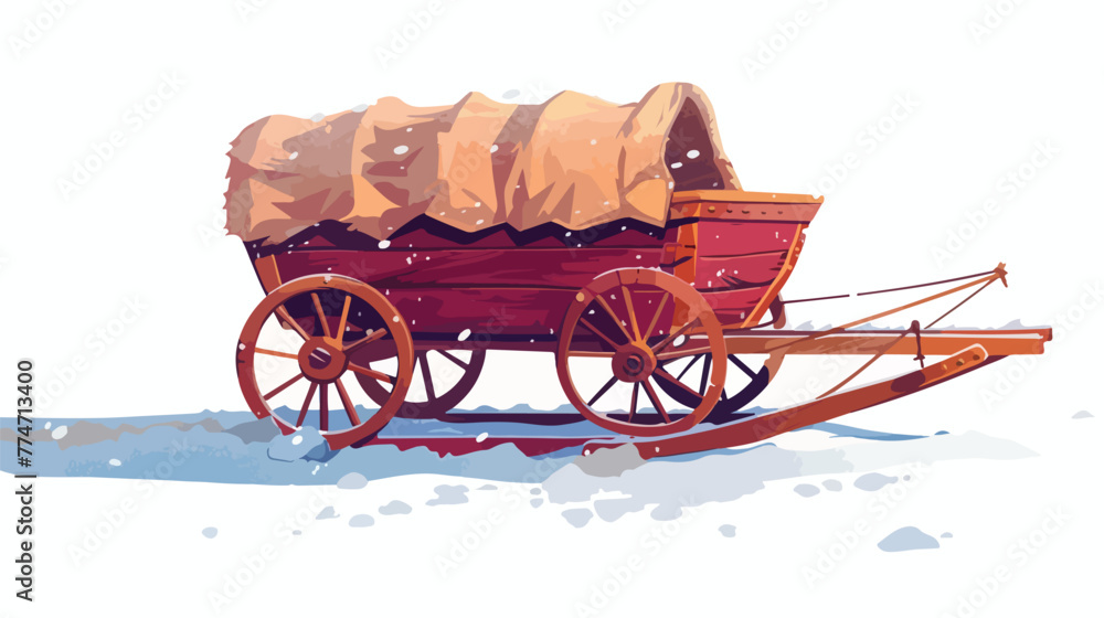Old Wagon for the Horses. Winter version of the sleig Stock Vector ...