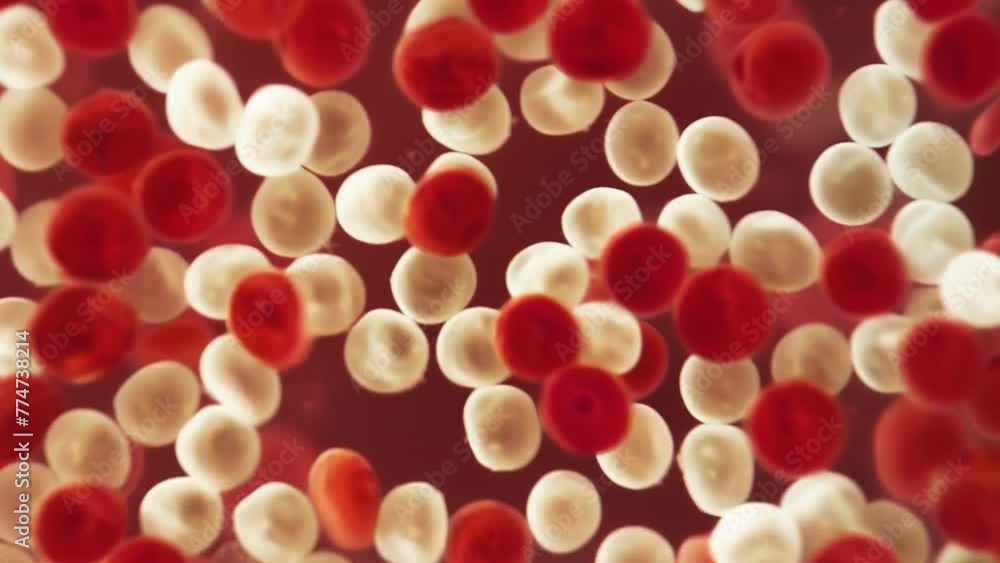 A micrograph showing the size comparison between red and white cells ...