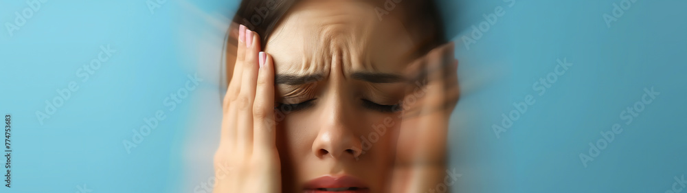 Migraine headache which is causing severe suffering in the brain, felt ...