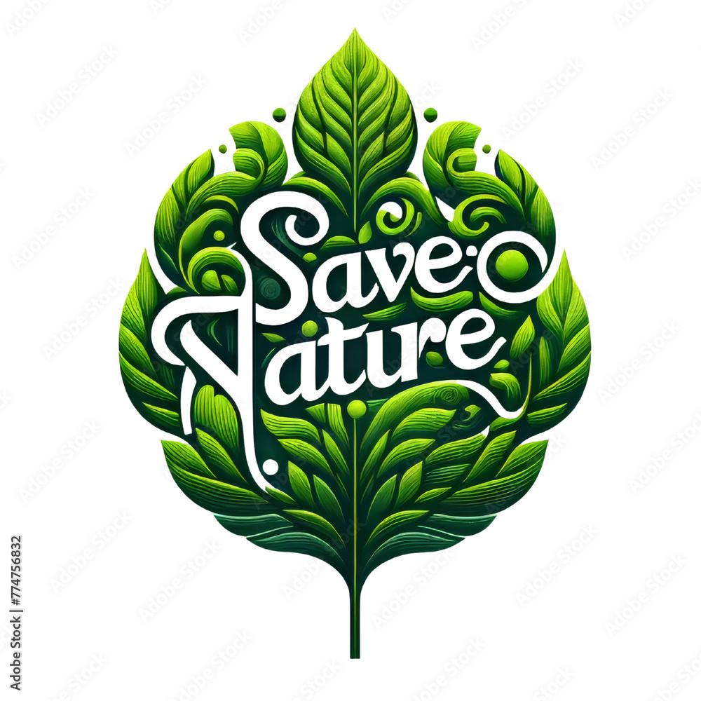 Eco-friendly symbol. Save Nature Stop Deforestation with text Save life ...