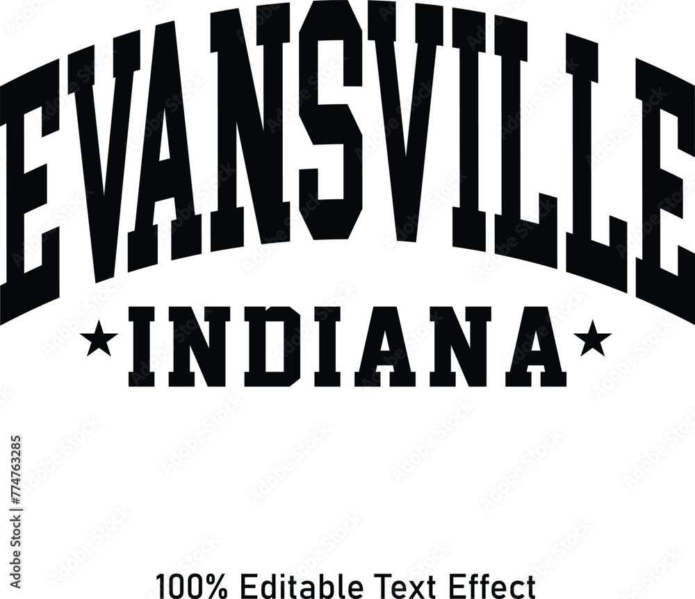 Evansville text effect vector. Editable college t-shirt design ...