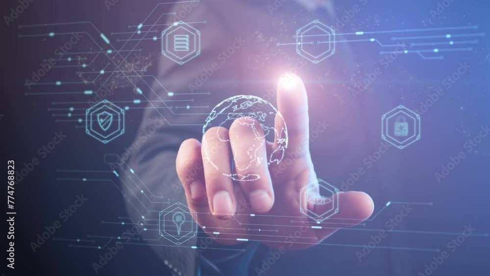 Symbols of digitalization of information and personal data against the ...