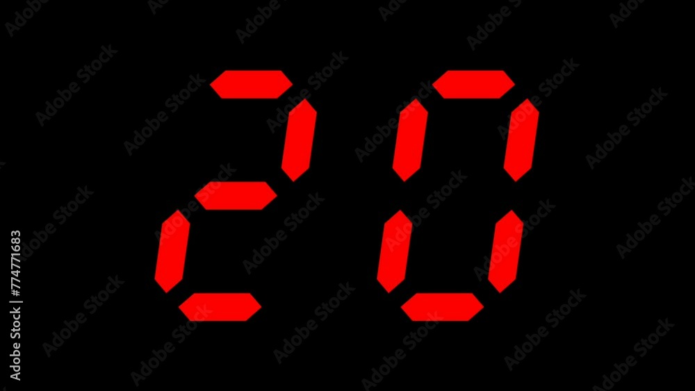 25 seconds countdown timer digital animation from 25 to 0 seconds with ...
