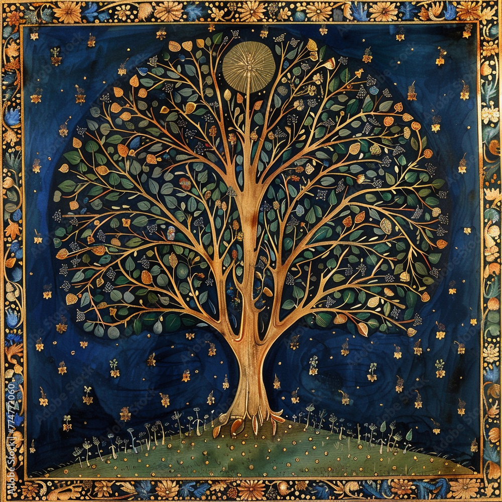 Golden Leaf Illustration inspired by the beauty of medieval manuscripts ...